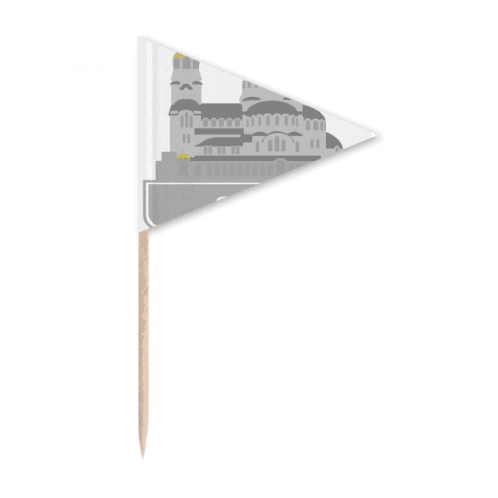 Bulgaria Grey Landmark Pattern Toothpick Triangle Cupcake Toppers Flag ...