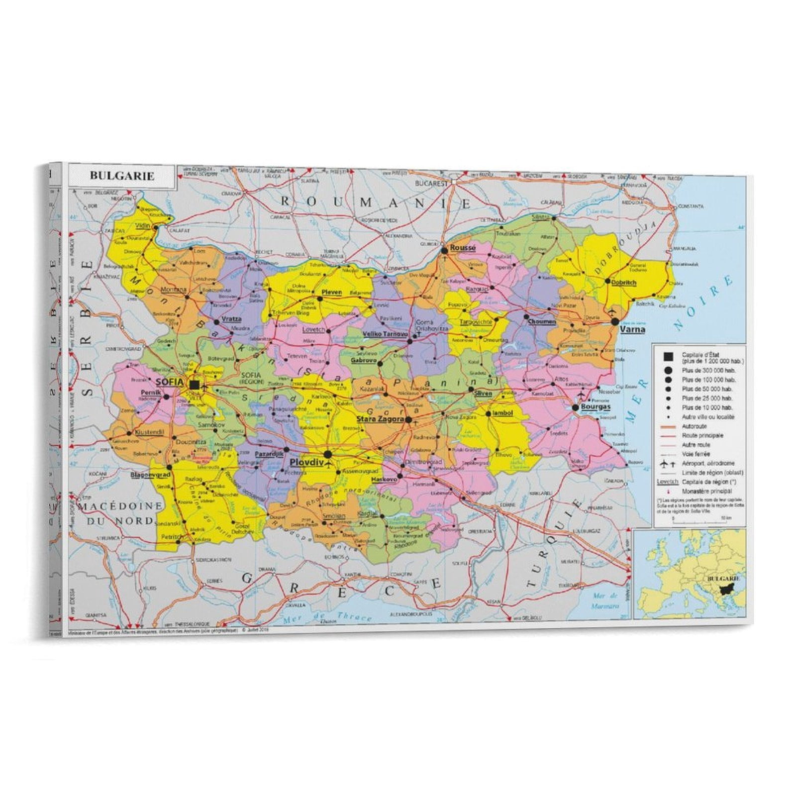 Bulgaria Map Poster Posters Art Print Wall Photo Paint Poster Hanging ...
