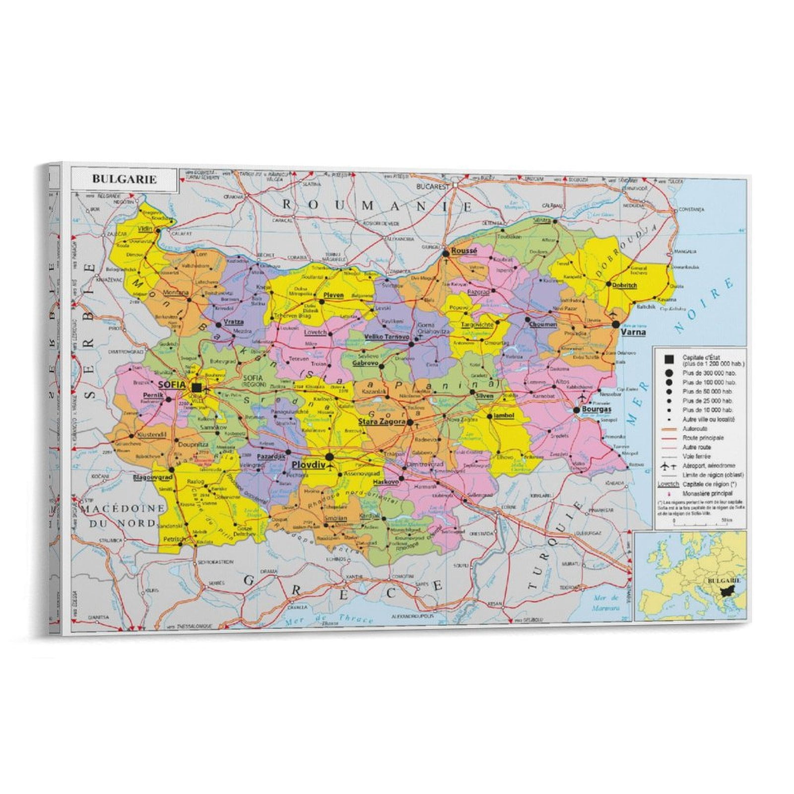 Bulgaria Map Posters Poster Cool Artworks Painting Wall Art Canvas ...