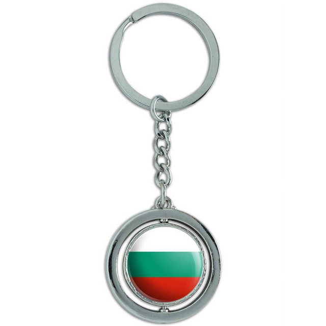 Bulgaria National Country Flag Spinning Round Metal Key Chain Keychain ...