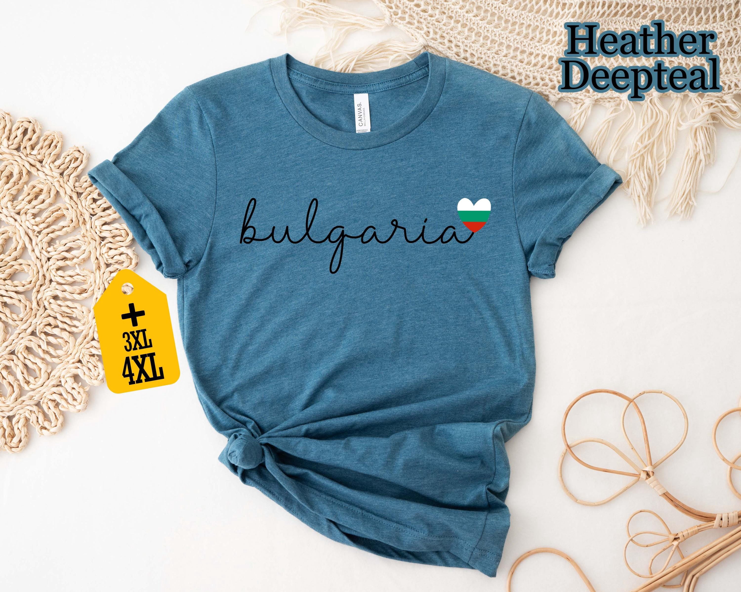 Bulgaria Shirt with Heart Flag, Bulgarian Pride Tee, Minimalist Country ...