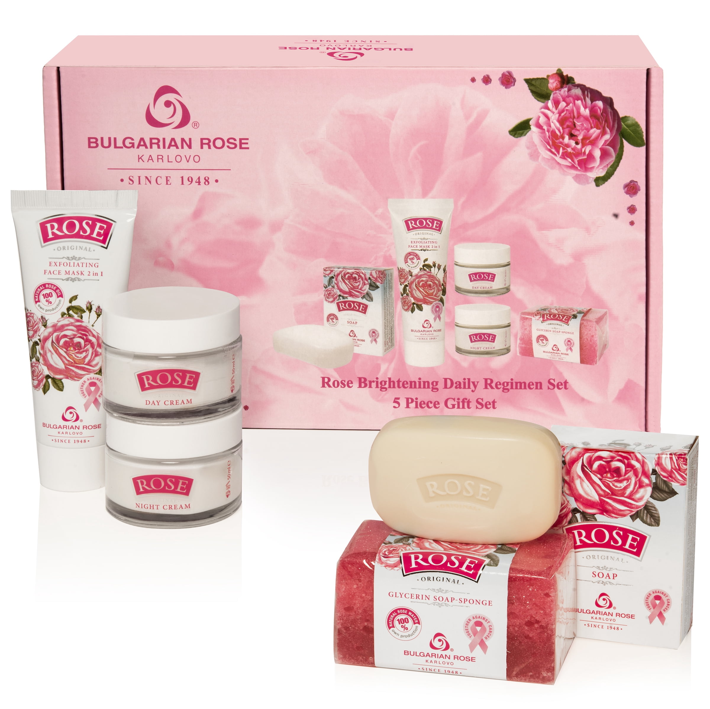 Bulgarian Rose Cosmetics 5 Piece Gift Set with Natural Rose Oil ...