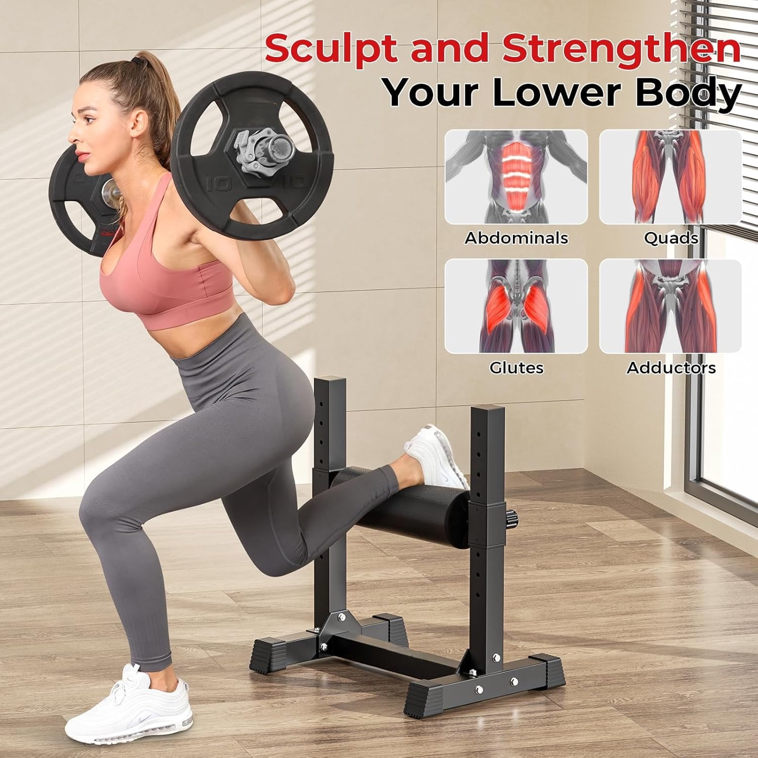 Bulgarian Split Squat Stand, Single Leg Squat Roller Stand with 9 ...