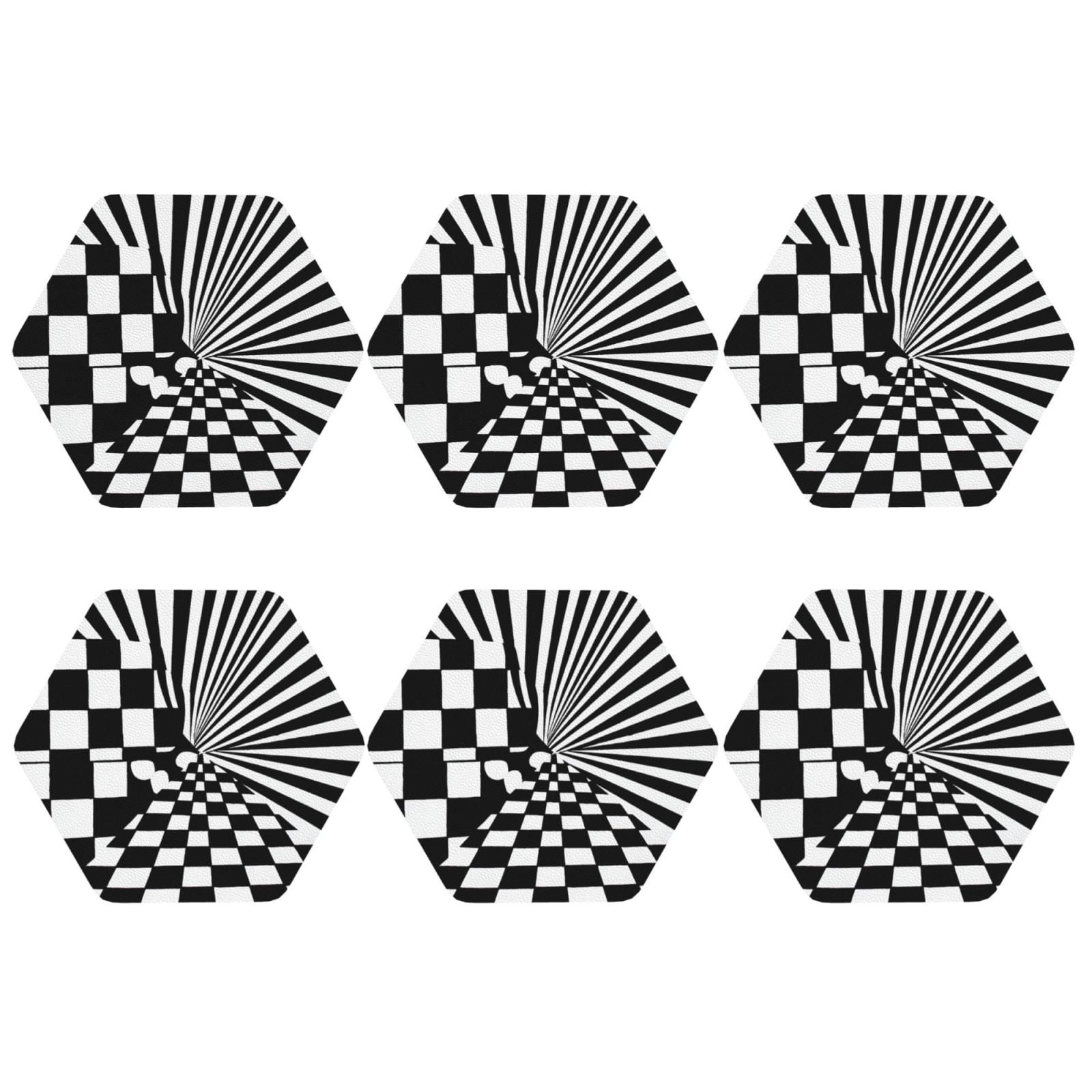 Bulge Checkerboard Set of 6 Faux Leather 4 Inch Coasters Drinks ...