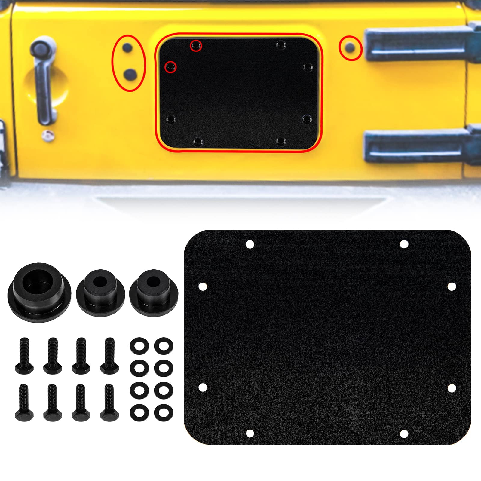 Buling Aluminum Wrangler Spare SSF20 Tire Carrier Filler Tailgate Plug ...