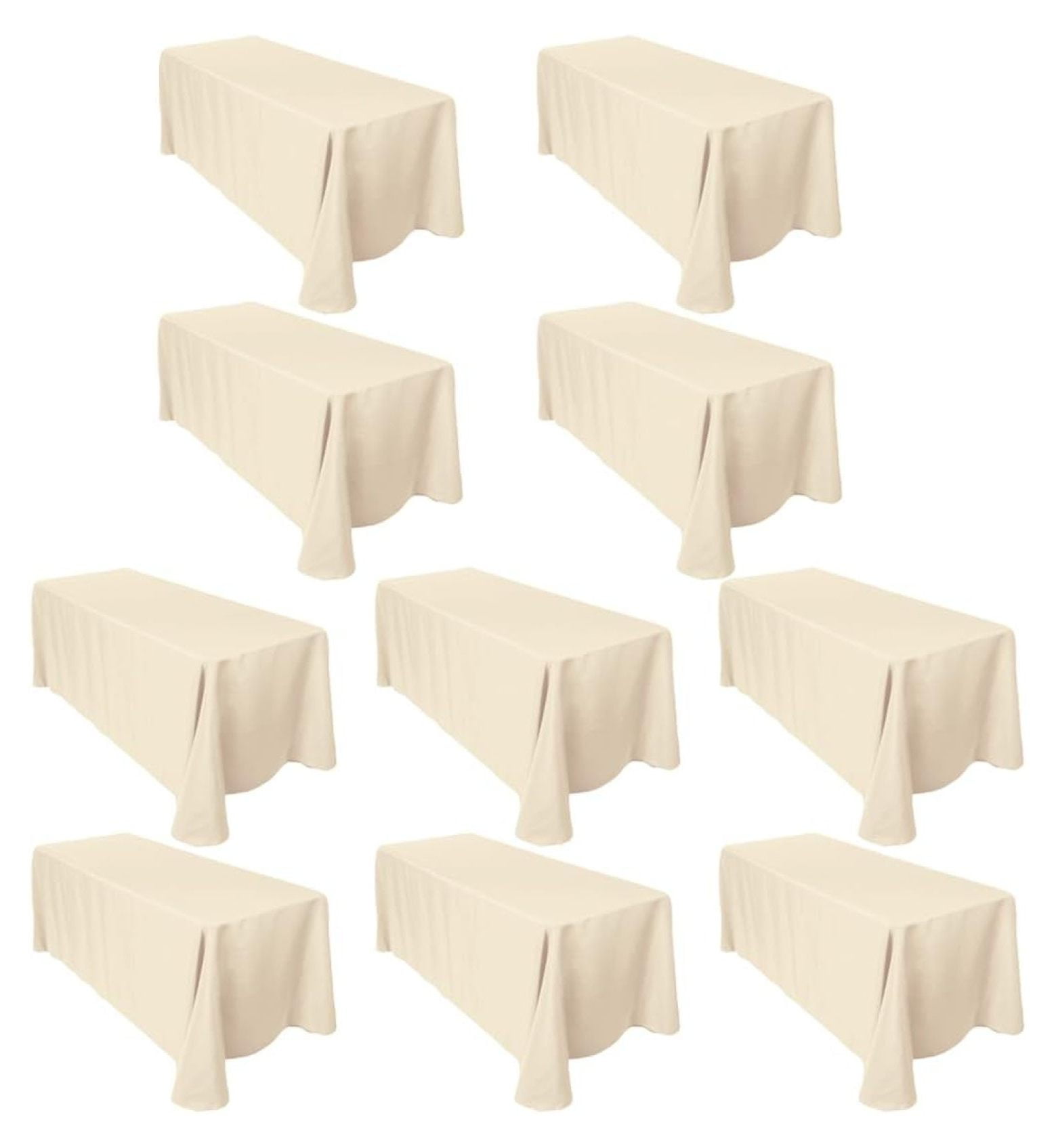 Bulk 10-Pack Beige Rectangular Tablecloths 90 in x 156 in with Rounded ...