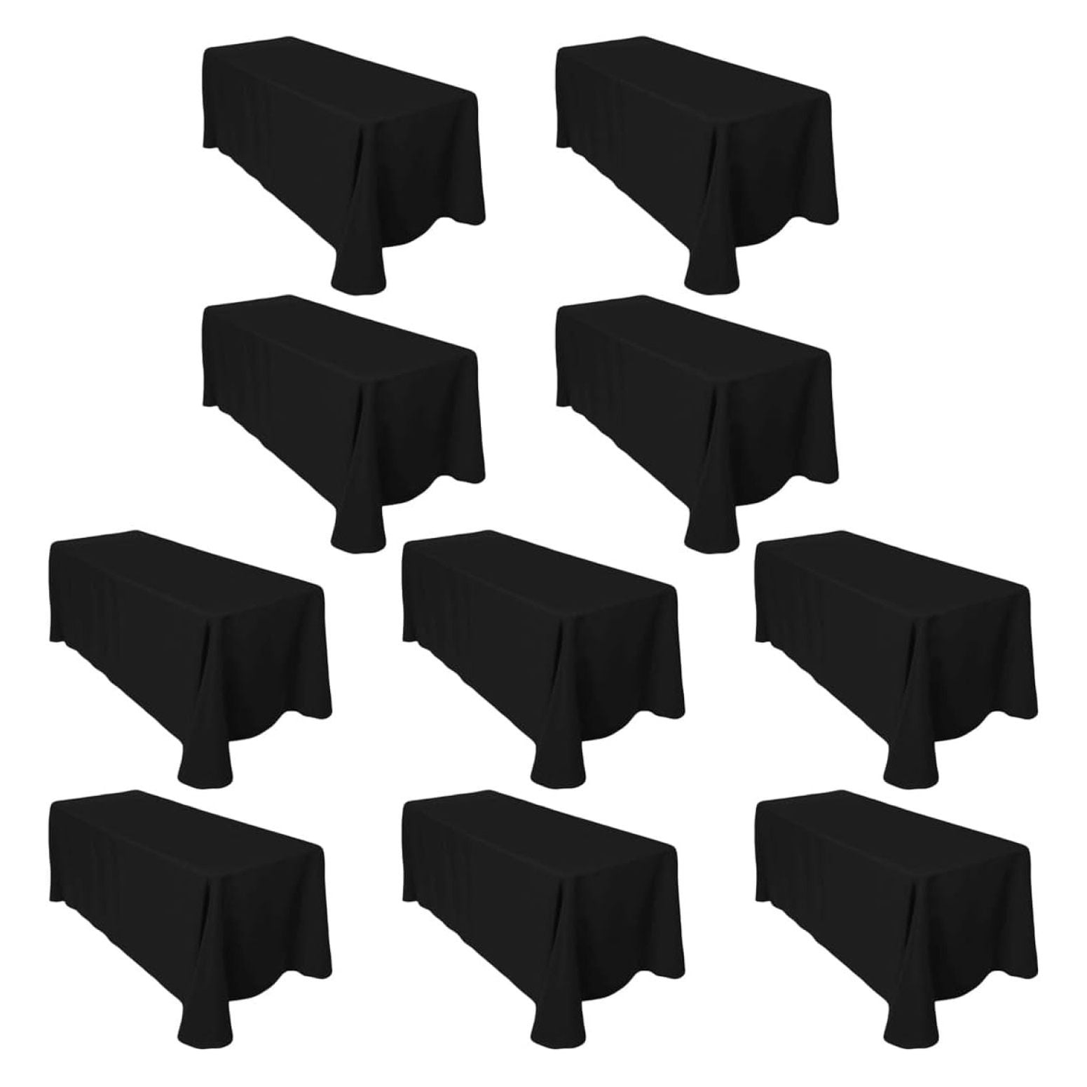 Bulk 10-Pack Black Rectangular Tablecloths 90 in x 156 in with Rounded ...