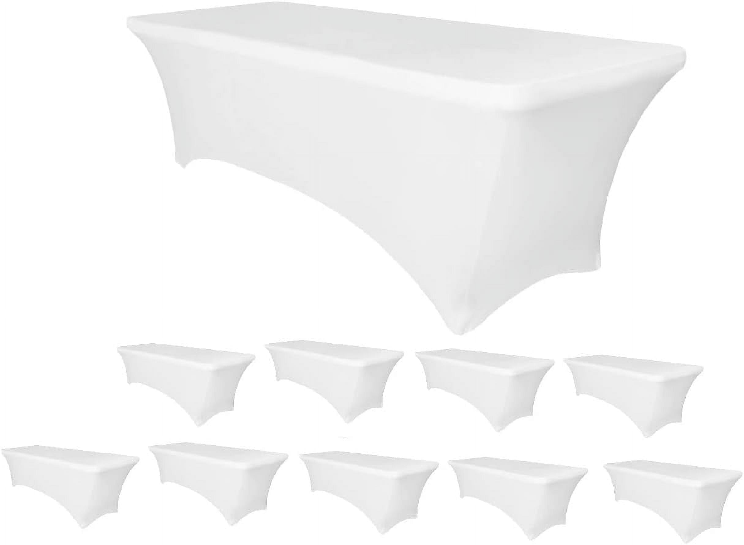 Bulk 10 Pack Case Stretch Spandex Table Covers (White, 8 Foot ...