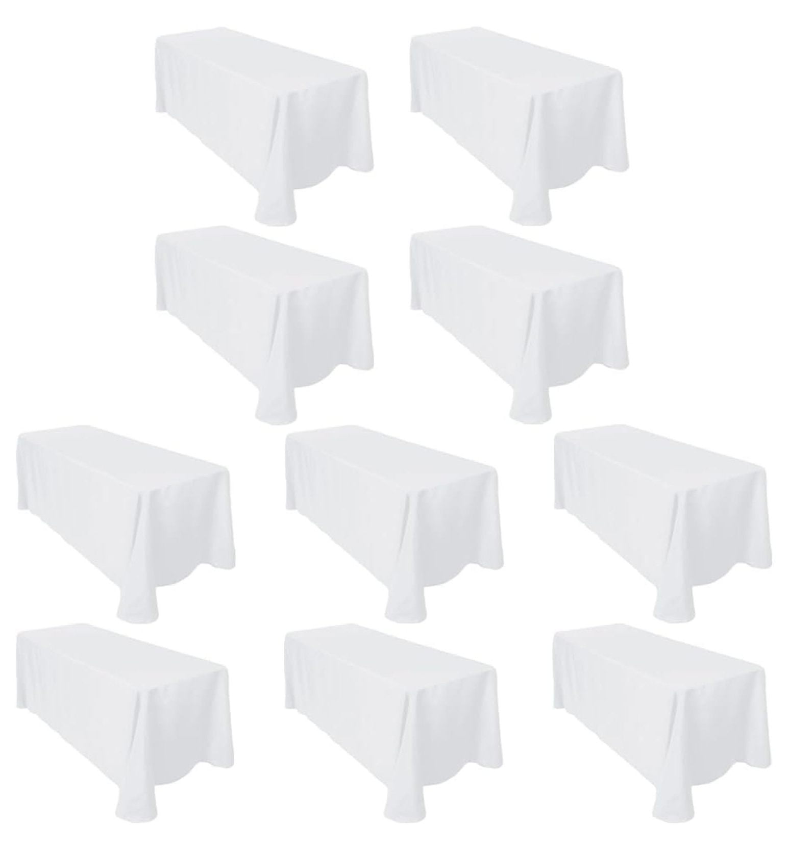 Bulk 10-Pack White Rectangular Tablecloths 90 in x 156 in with Rounded ...