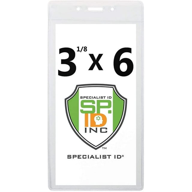 Bulk 100 Pack - 3X6" Clear Vinyl Badge Holders - Large Vertical Plastic ...