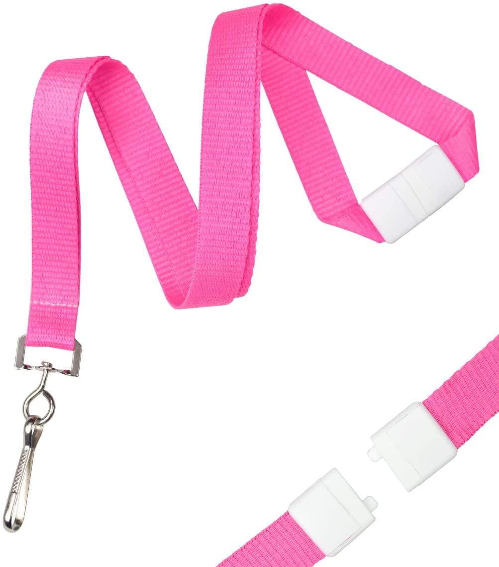 Specialist ID Bright Neon Pink Lanyards, 100 Pack, Wide Safety ...