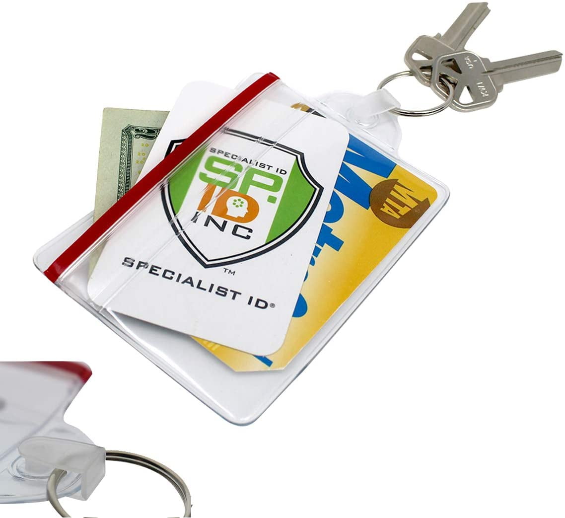 Bulk 100 Pack - Water Resistant Resealable Badge Holders with Key Ring ...