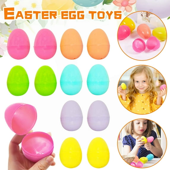 Bulk 12-Count Hollow Plastic Easter Eggs, Pastel Color Party Supplies ...