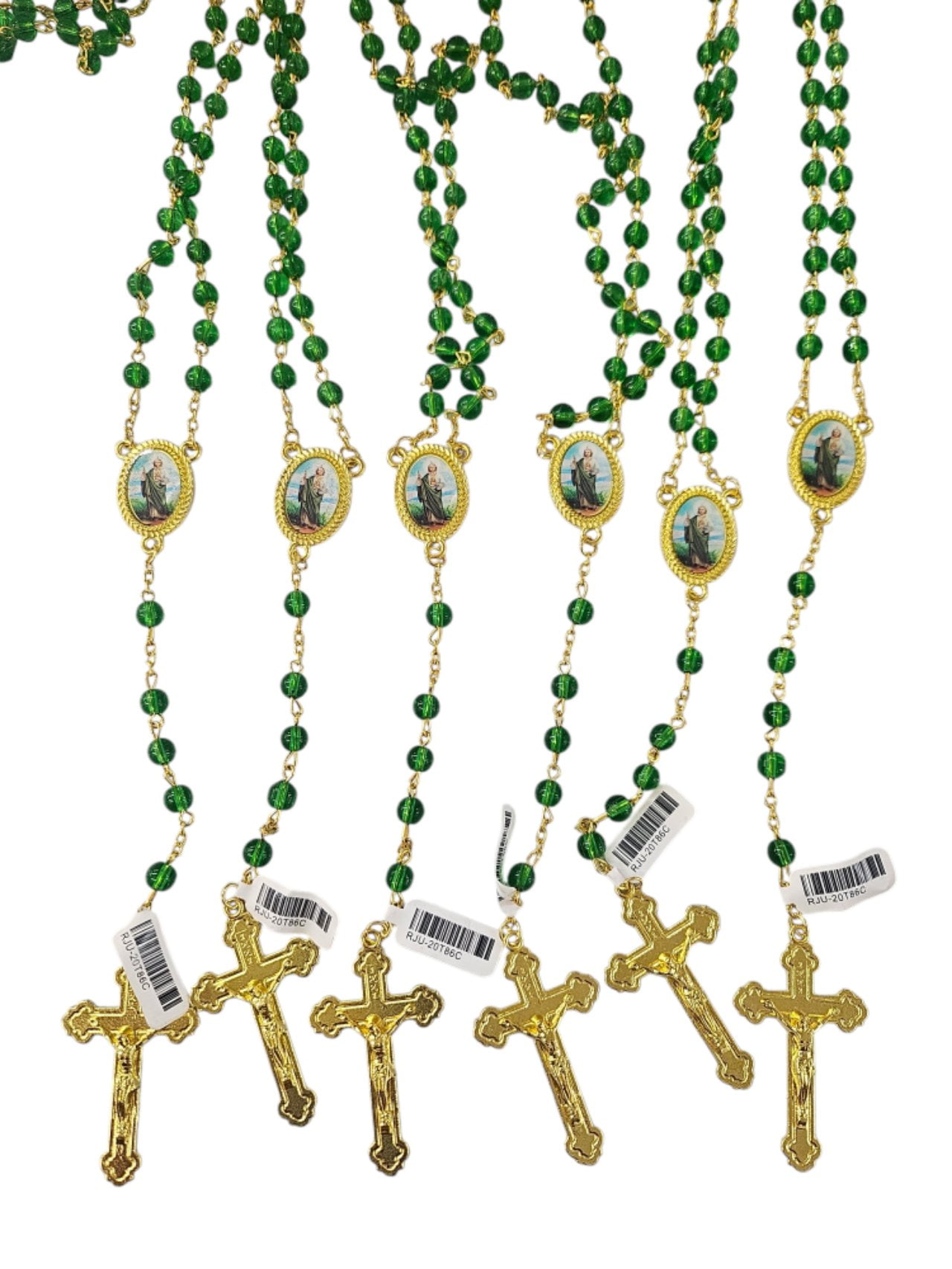 Bulk 12pc Crystal Saint Jude glass Rosary Baptism / wholesale saint ...