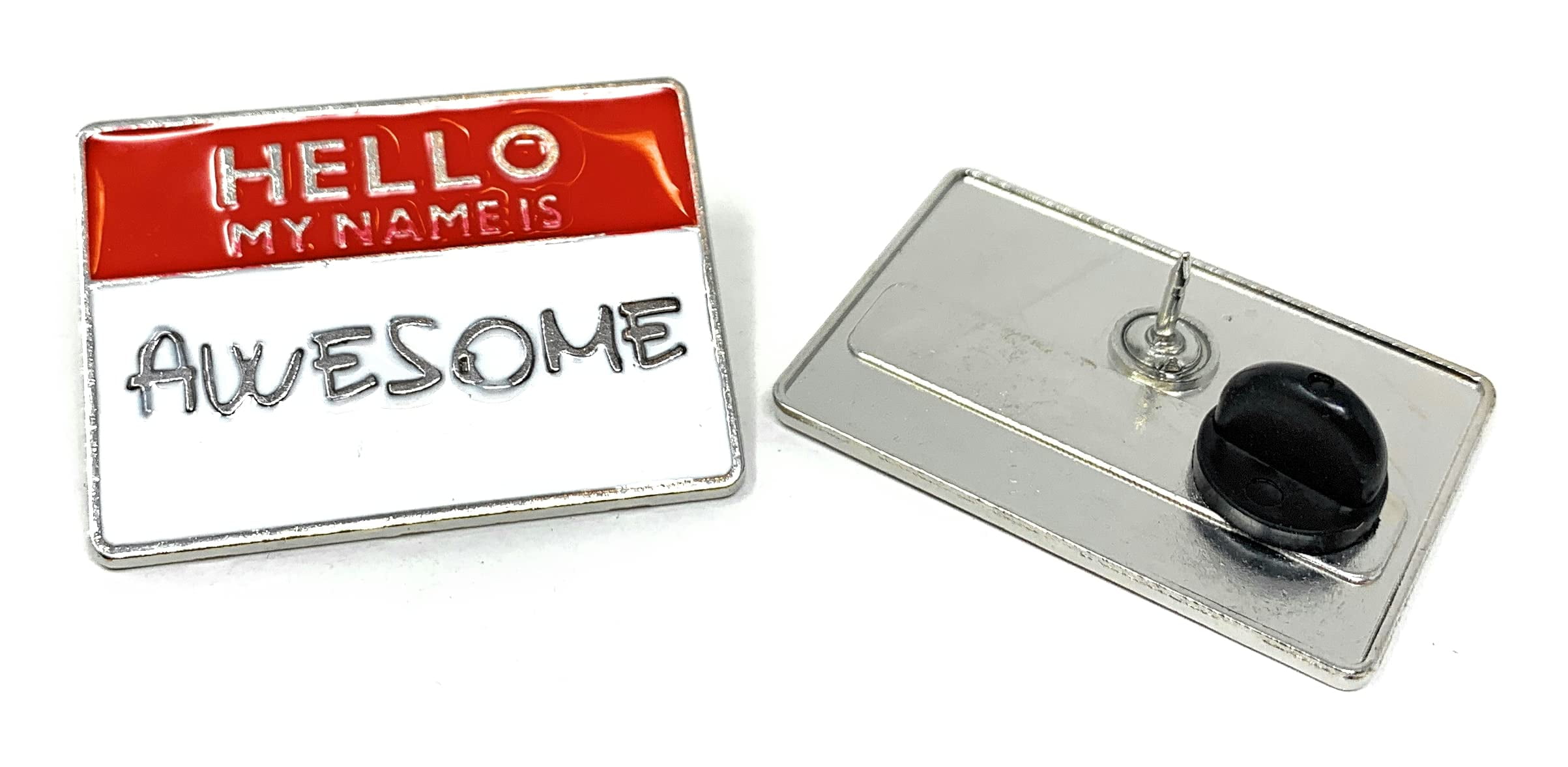 Bulk 20 Pack of Name Tag Lapel Morale Pins - Hello, My Name is Awesome ...