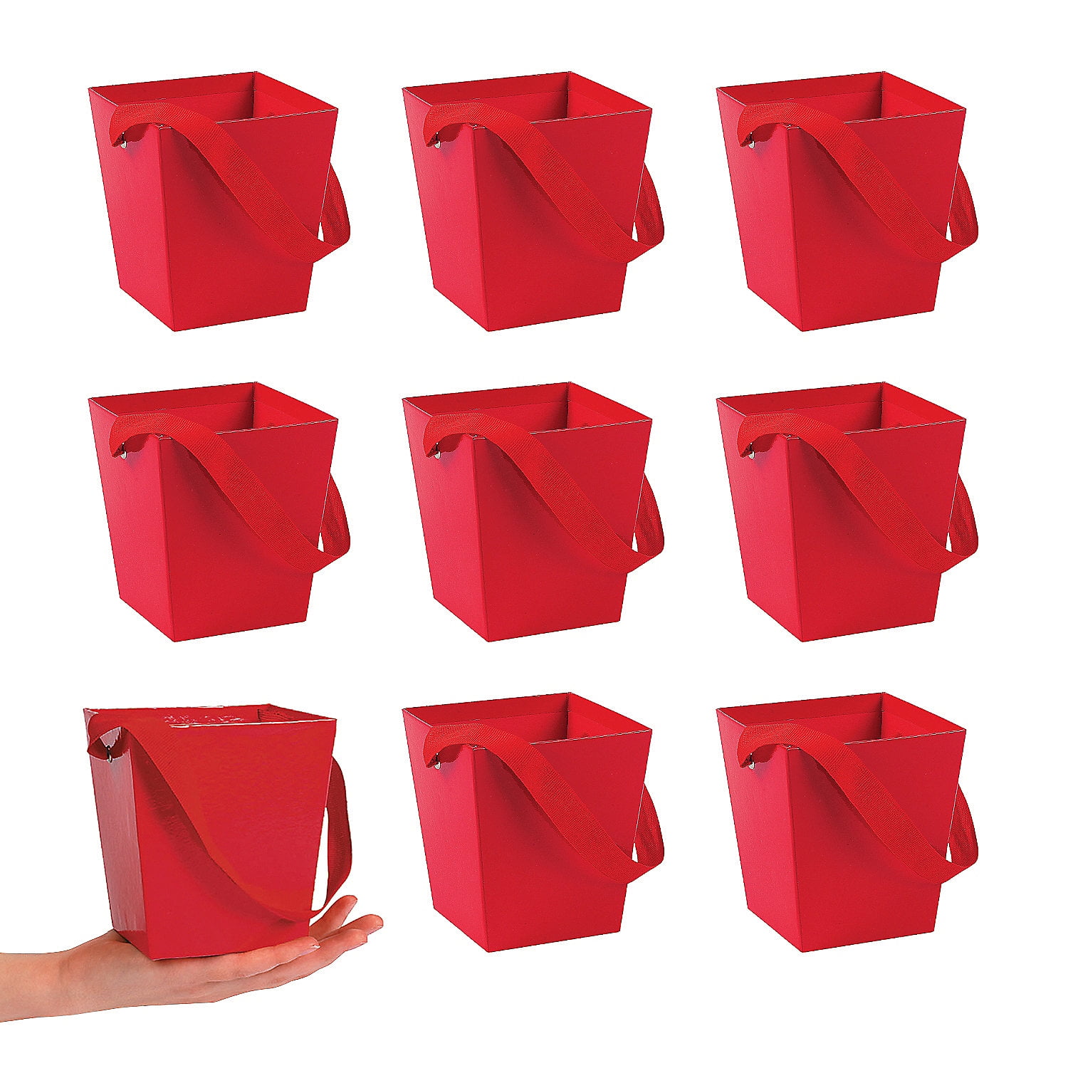 Bulk 24 Pieces Red Cardboard Buckets with Ribbon Handles - Walmart.com