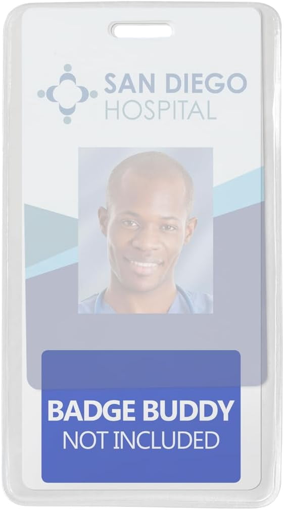 Bulk 25 Pack - Badge Buddy Holder - Clear Vinyl Protector for Badge ...