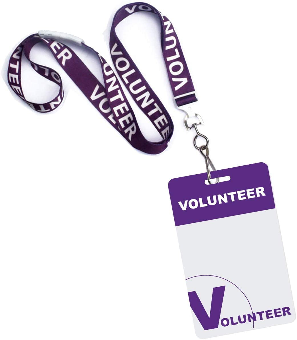 Bulk 25 Pack - Volunteer Lanyards with Badges - Identification for ...