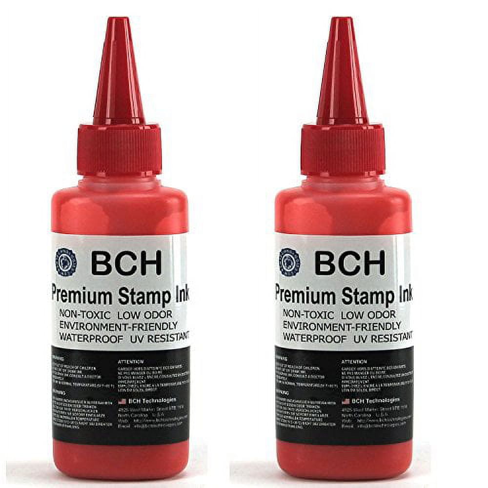 Bulk 2X Red Stamp Ink Refill by BCH - Premium Grade -2.5 oz (75 ml) Ink ...