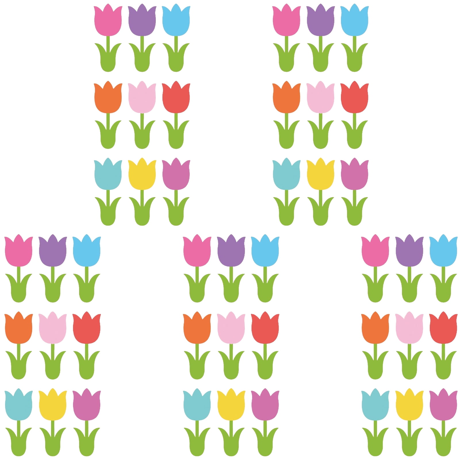 Bulk 45 Spring Tulips Cut Outs Floral Patterned Paper Shapes for ...