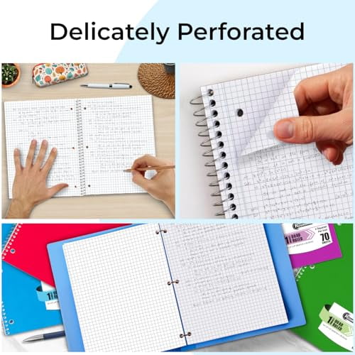 Bulk 48 Pack, 1 Subject Spiral Notebook Graph Paper, 140 Pages (70 ...