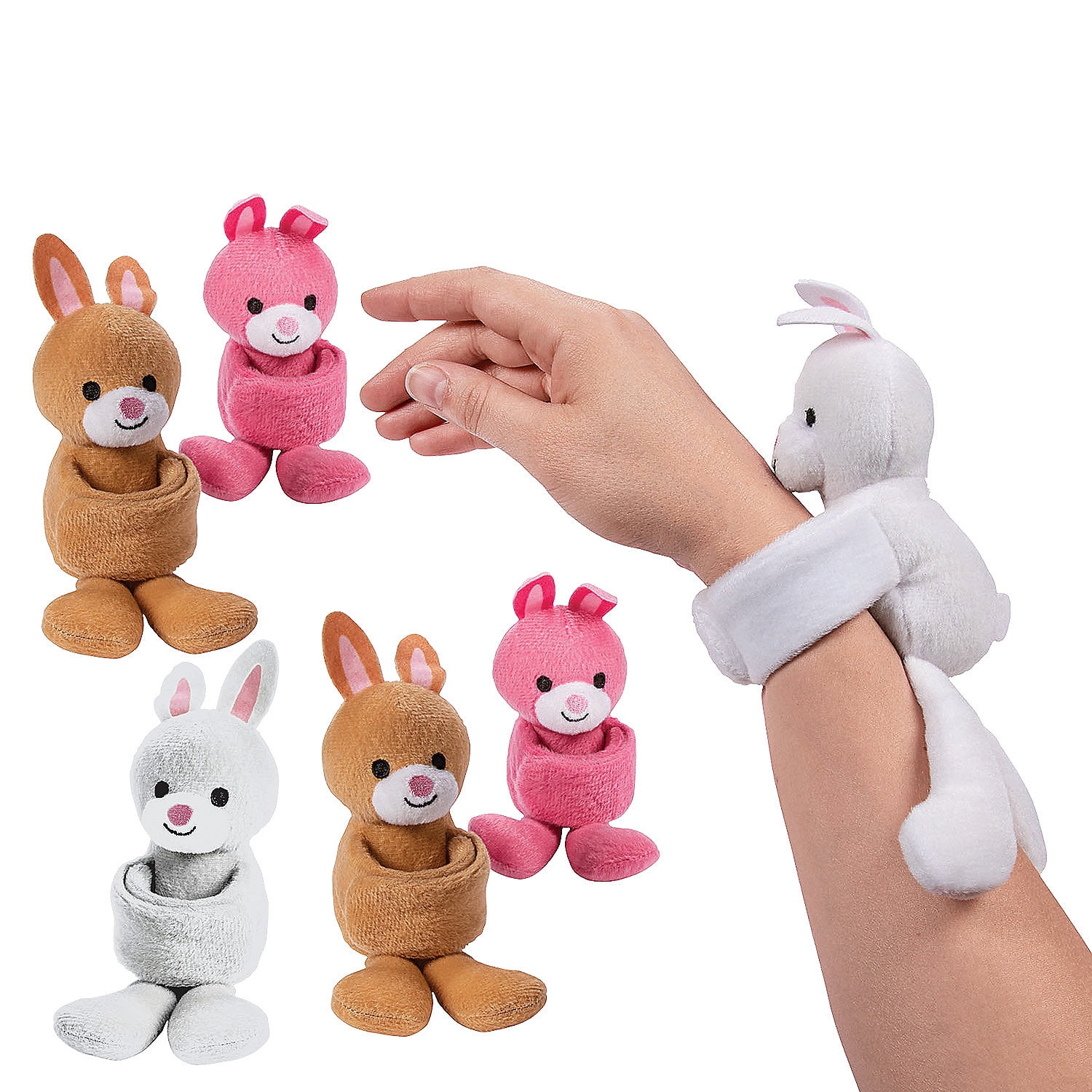 Bulk 48 Pieces Easter Hugging Stuffed Bunny Slap Bracelets - Walmart.com