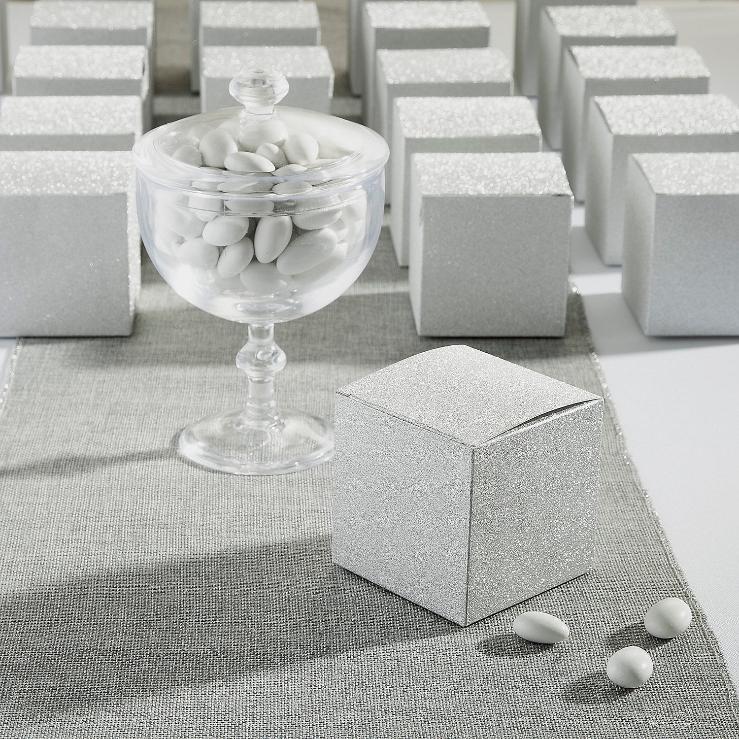 Bulk 48 Pieces Mini Silver Glitter Favor Boxes - Walmart.com