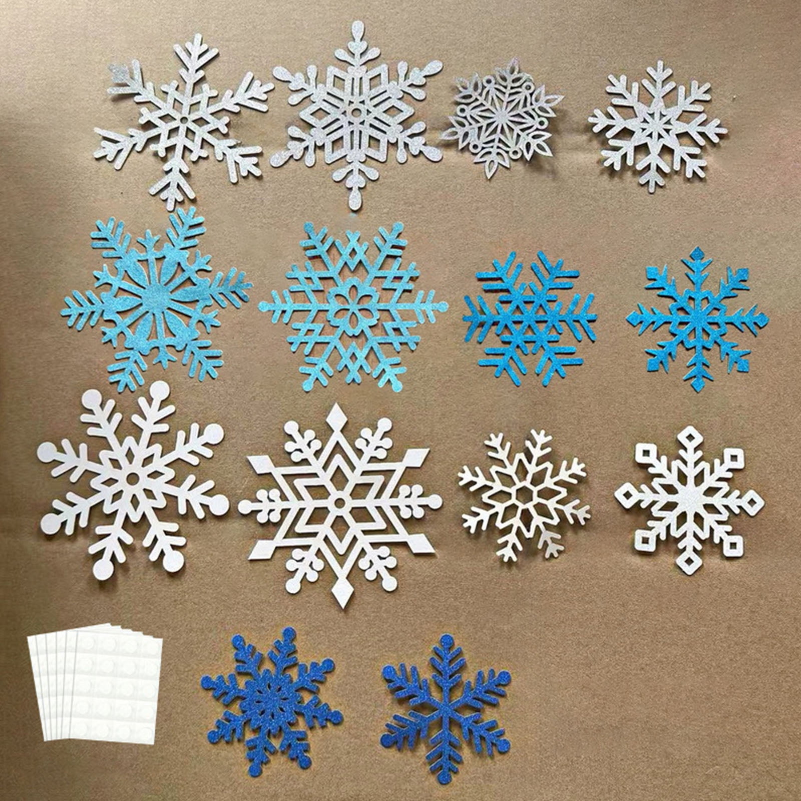 Bulk 50 Double-Sided Snowflake Cut Outs with Glues Point Glittering ...