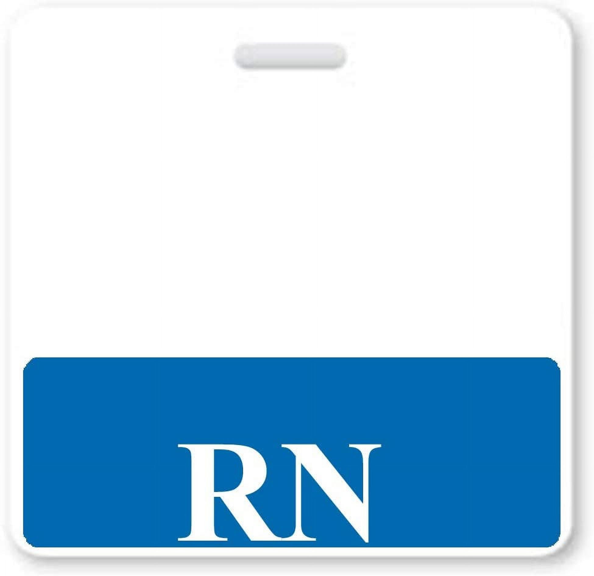 Bulk 50 Pack - RN Horizontal Badge Buddies for Nurses with Blue Border ...