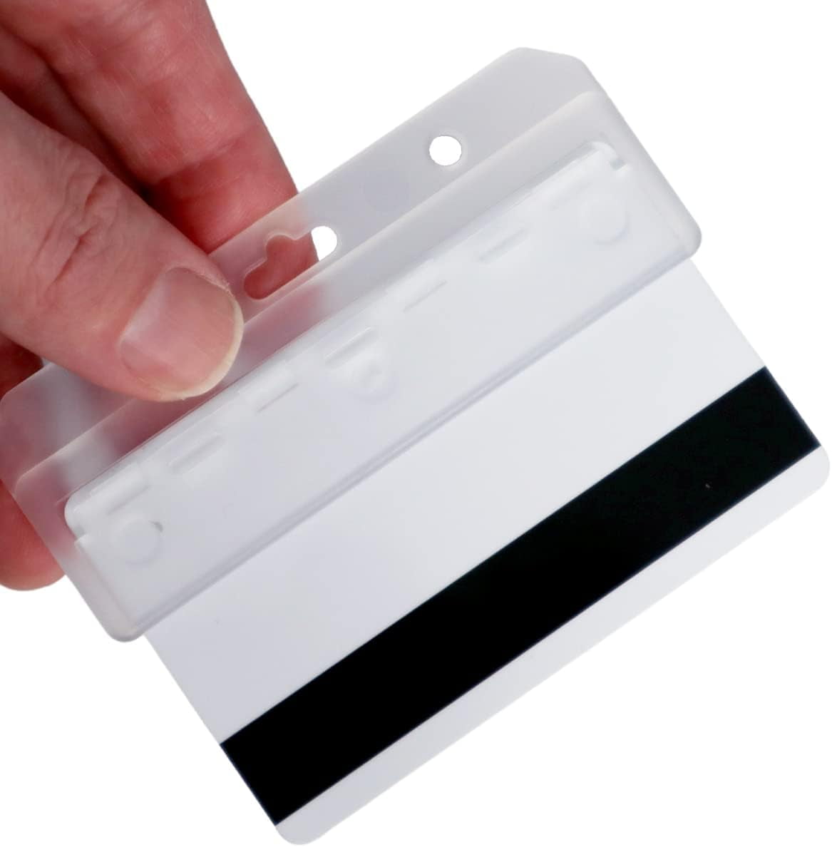 Bulk 50 Pack - Rigid Plastic Horizontal Half Card ID Badge Holders ...