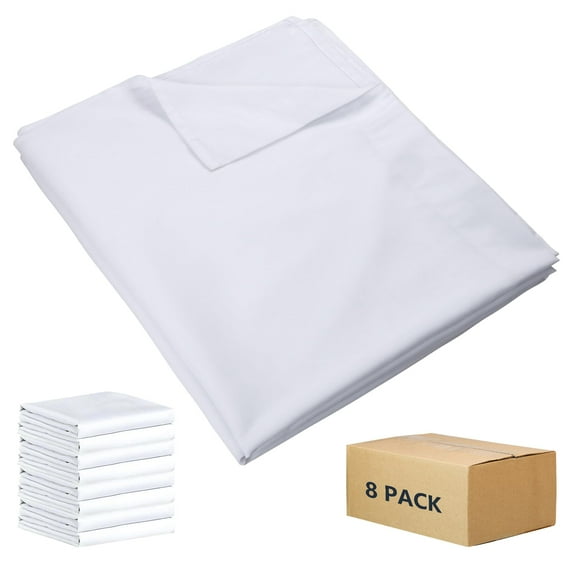 Bulk 8 Pack Twin White Flat Sheets, Easy Sort Microfiber Bed Sheets with Fade-Resistant Color ...