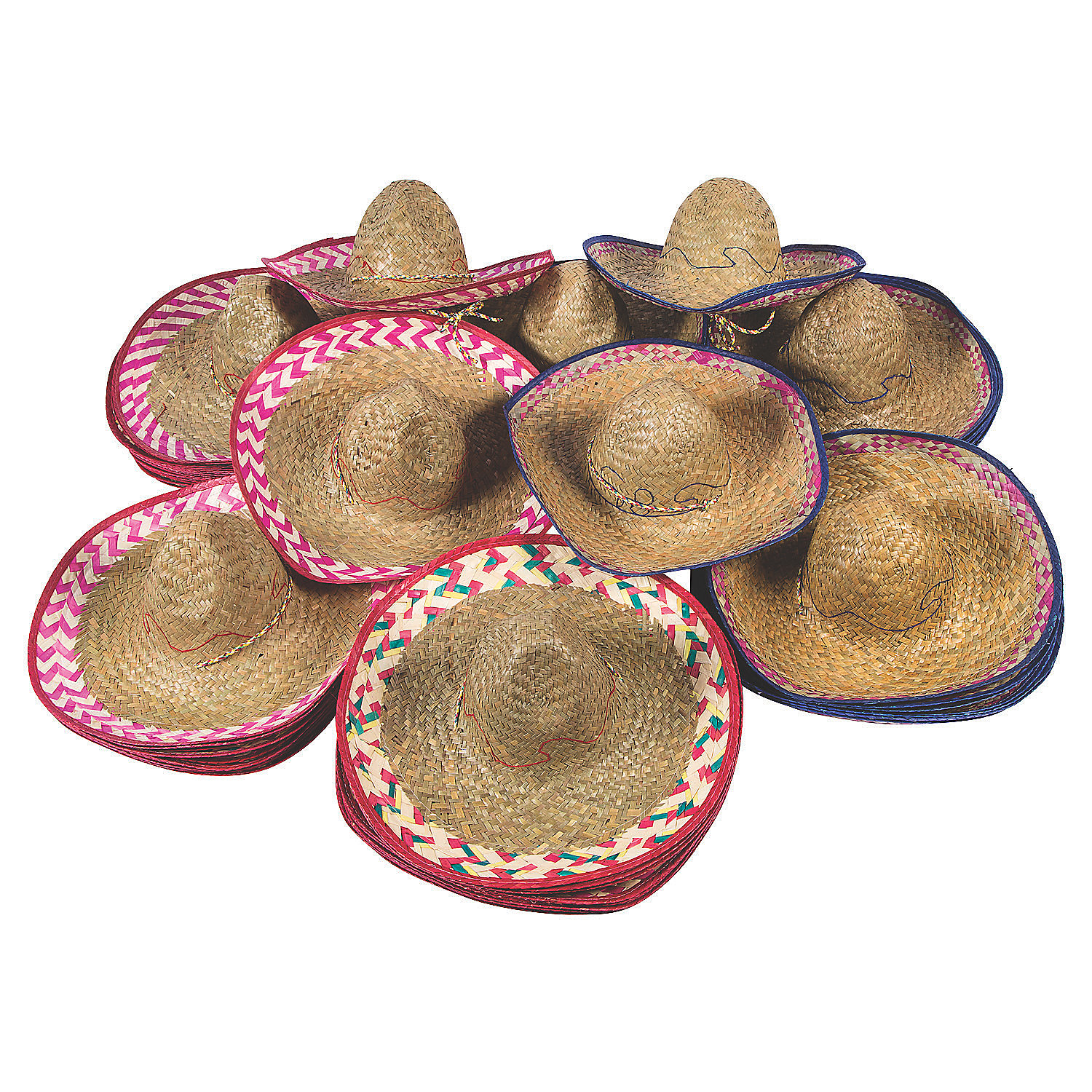 Bulk Adult’s Mexican Party Hats, Woven Sombreros, Fiesta Decorations ...