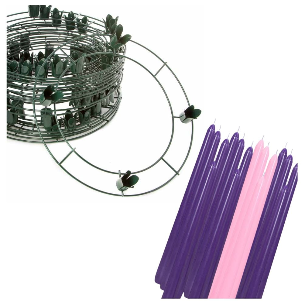 25pc Metal Advent Wreath Frames and 25 Boxes of Taper Candles - Holiday ...