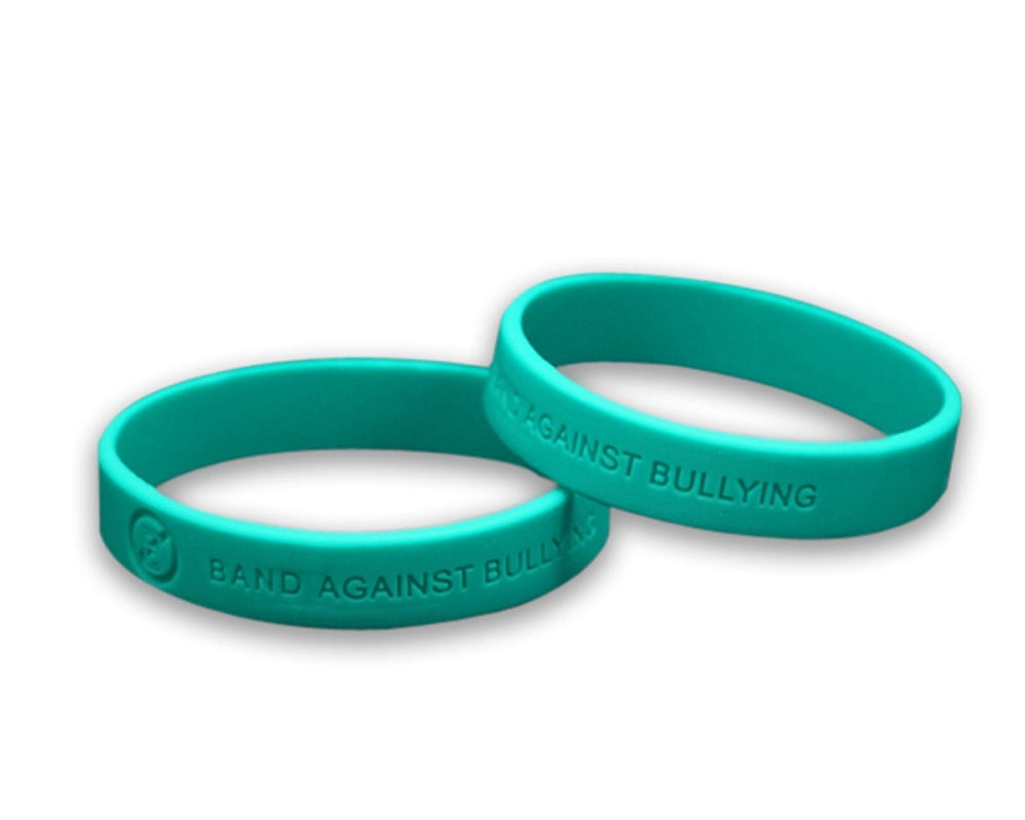 Bulk Anti Bullying Child Sized Teal Silicone Bracelets (100 Bracelets ...