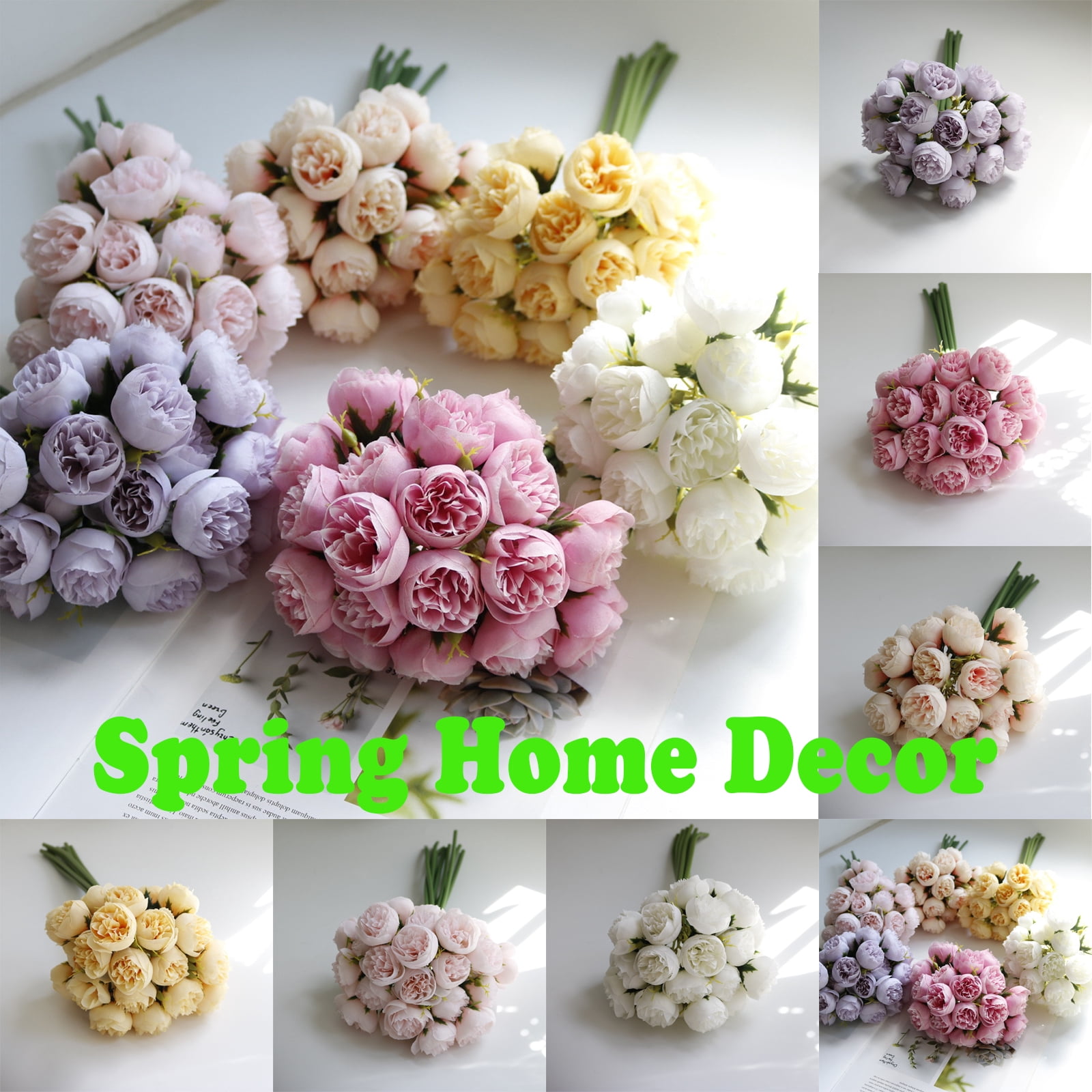 Bulk Artificial Flowers 27 Stems Mixed Pack Realistic Fake Plants ...