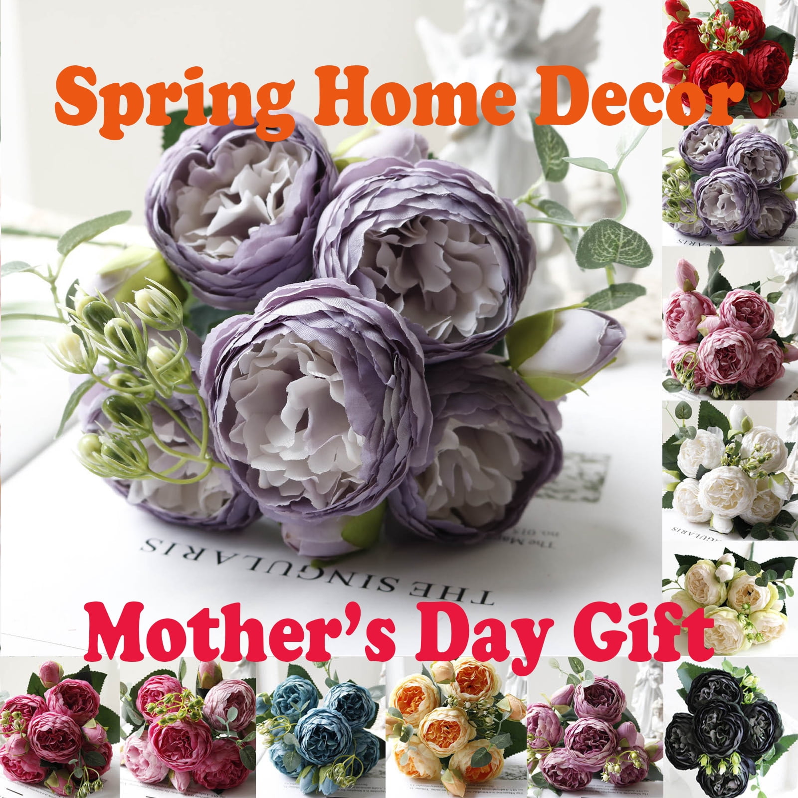 Bulk Artificial Flowers 5 Stems Mixed Pack Realistic Fake Plants ...