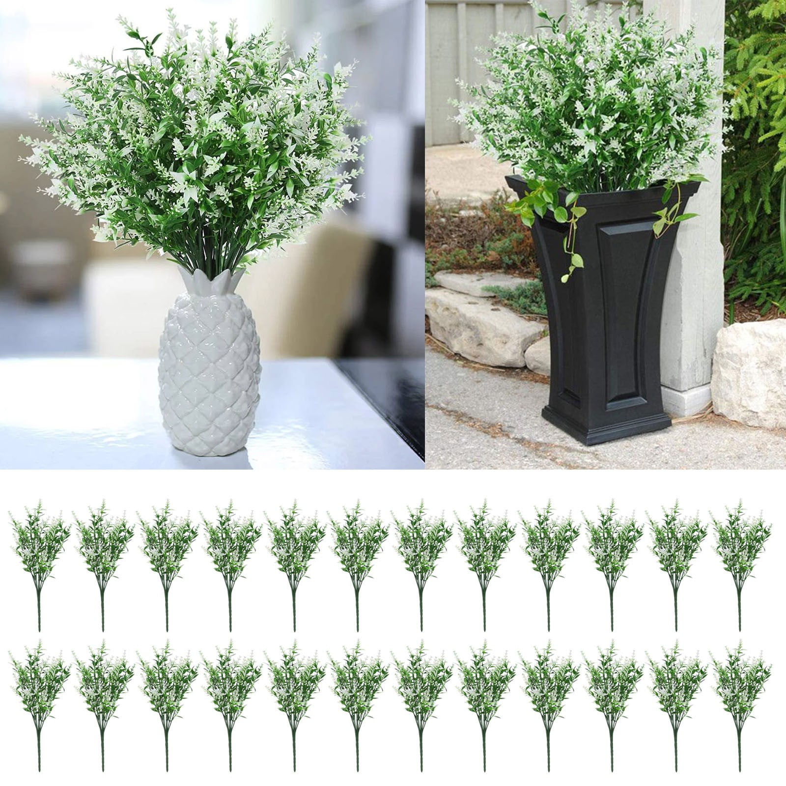 Bulk Artificial Lavender Flowers - 24 Pack Outdoor for Garden Decor ...