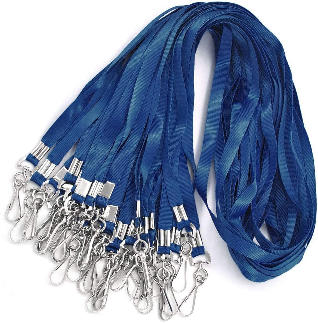 Bulk Blue Lanyards for Id Badges Nylon Neck Flat Lanyard for ID Name ...
