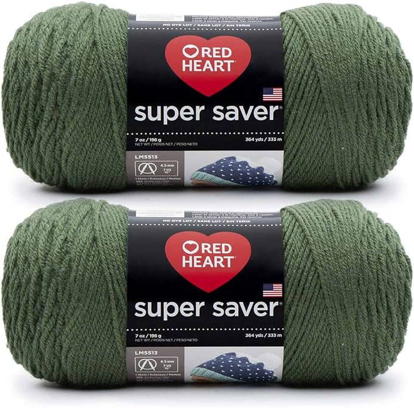 Bulk Buy: Red Heart Super Saver (2-Pack) (Medium Thyme, 7 oz Each Skein ...