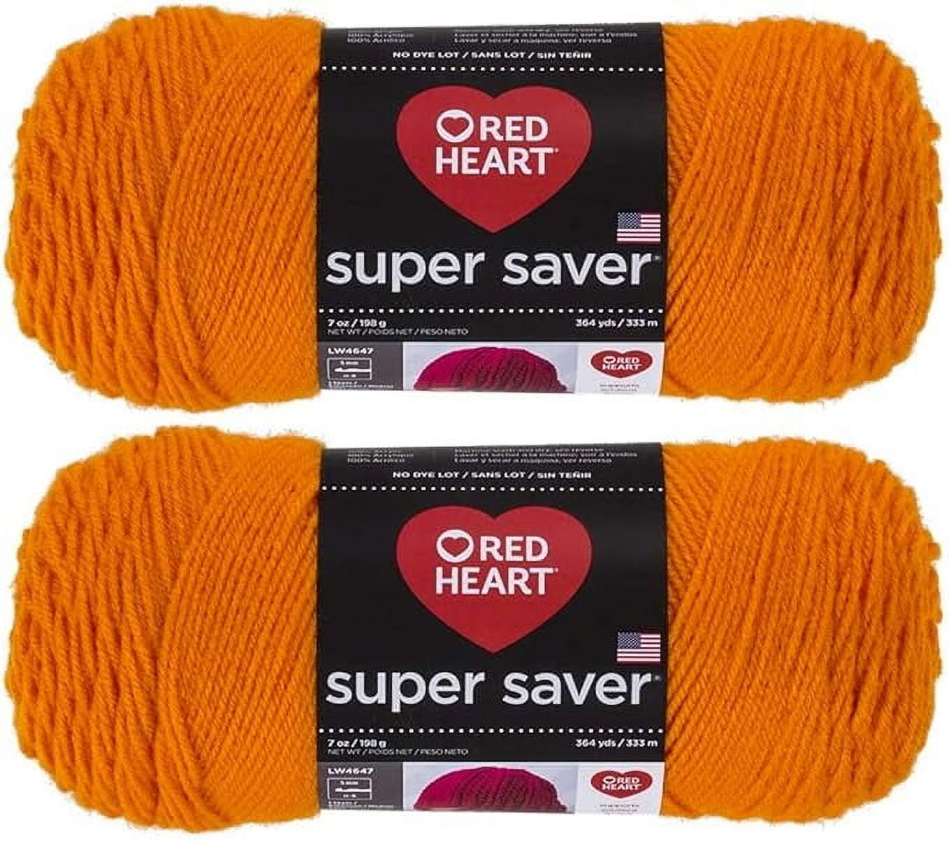 Bulk Buy: Red Heart Super Saver (2-Pack) (Pumpkin, 7 oz Each Skein ...