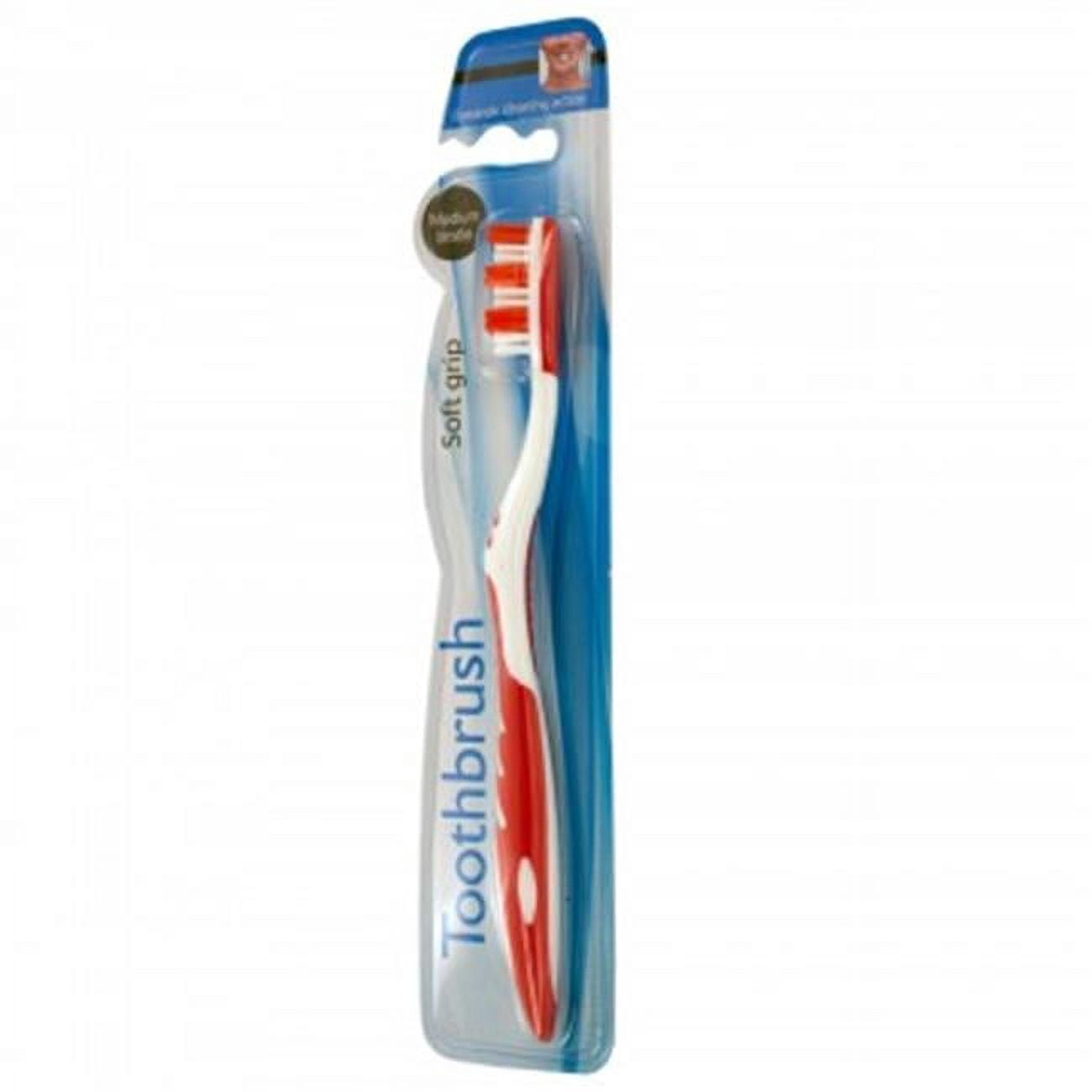Bulk Buys GR141-144 Soft Grip Bristle Toothbrush, Medium - 144 Piece ...