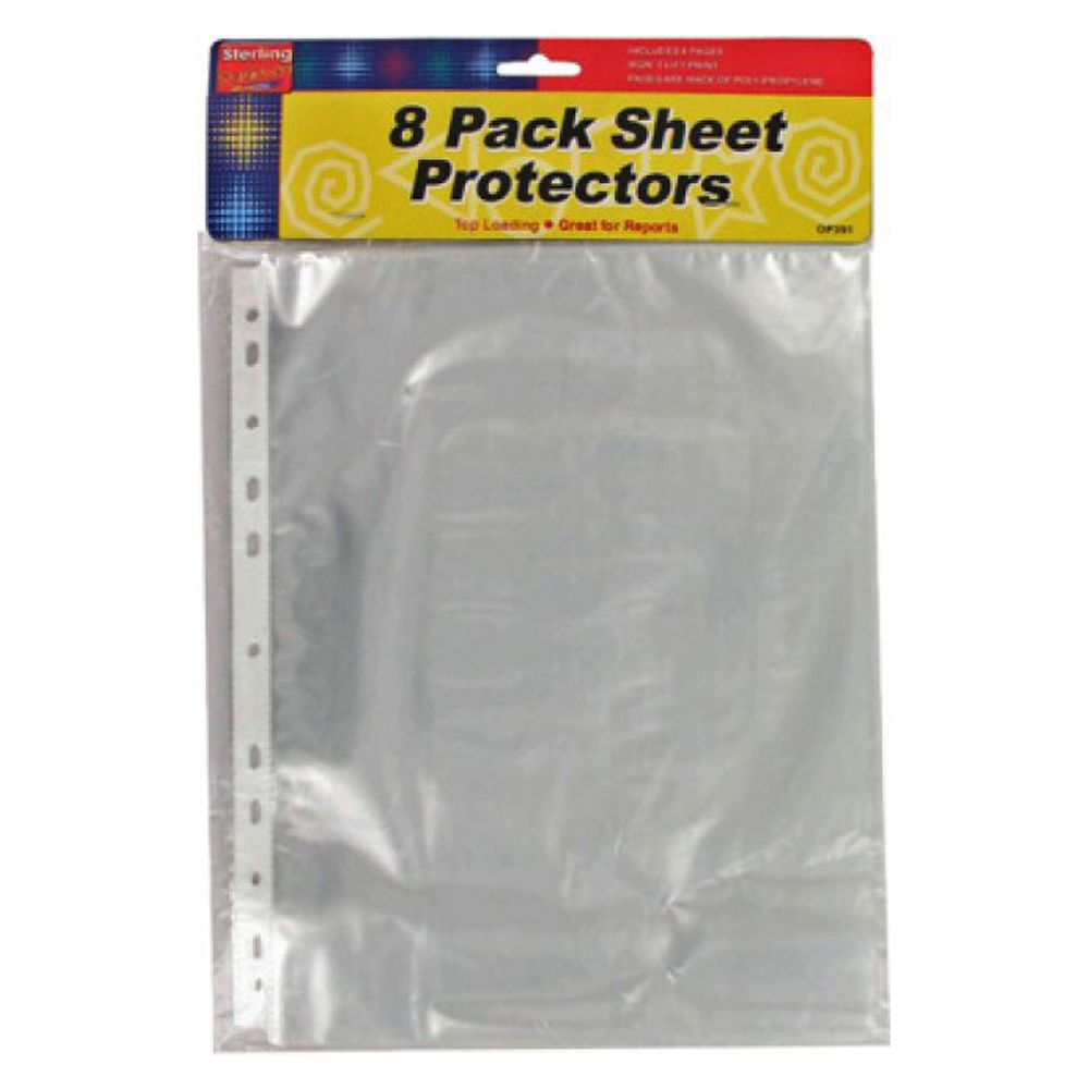 Bulk Buys OP391-100 Transparent Plastic Sheet Protectors with Plastic ...