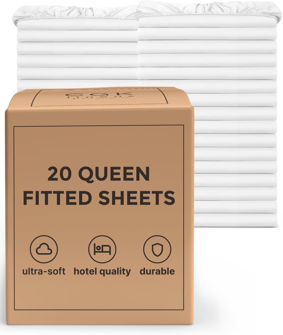 Bulk Case Pack of 20 Fitted Sheets - 20 Fitted Queen Sized Sheets ...