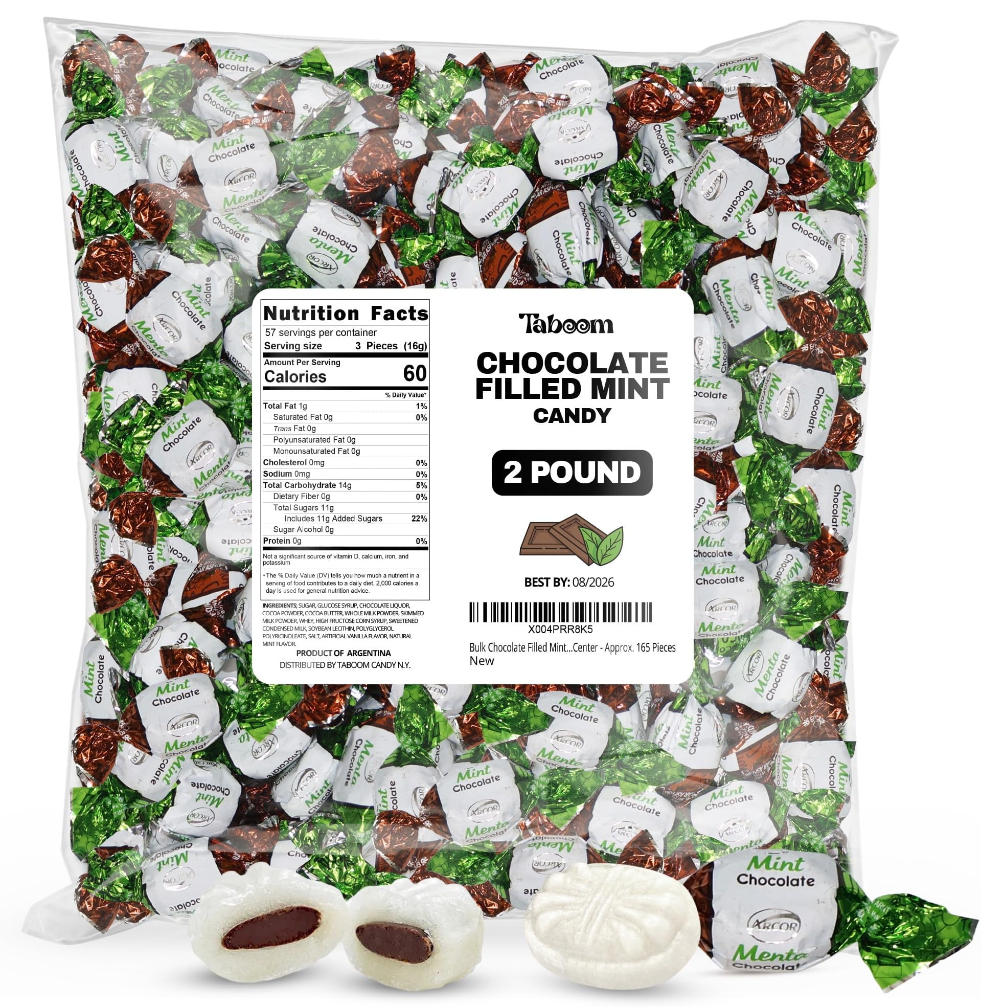 Bulk Chocolate Filled Mint Candy MDA05 2 Pound Christmas Candies ...