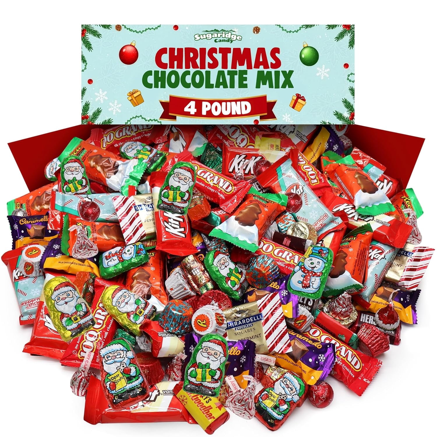 Bulk Christmas Chocolate Candy Mix 4 LB - Individually Wrapped Assorted ...