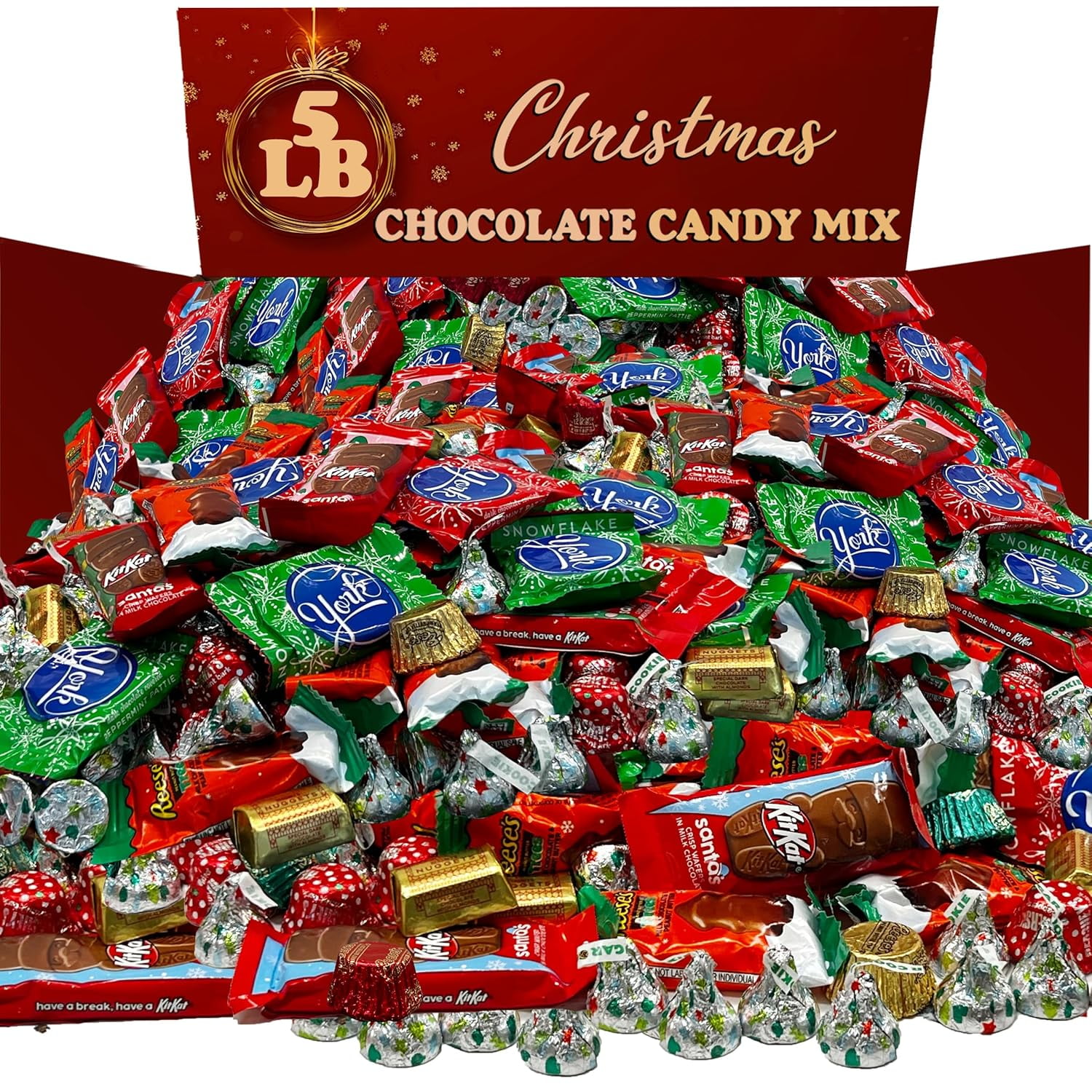 Bulk Christmas Chocolate Mix, 5 Lb Individually Wrapped Holiday Candy ...