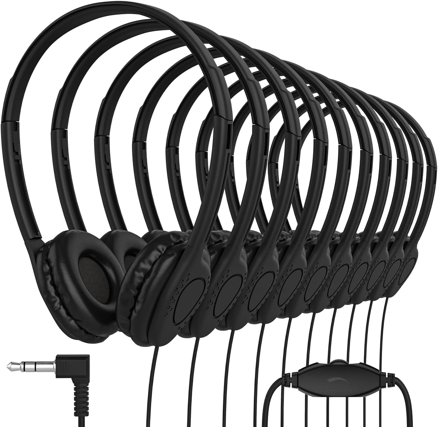 Bulk Classroom Student Headphones with Volume Control, On Ear Stereo ...