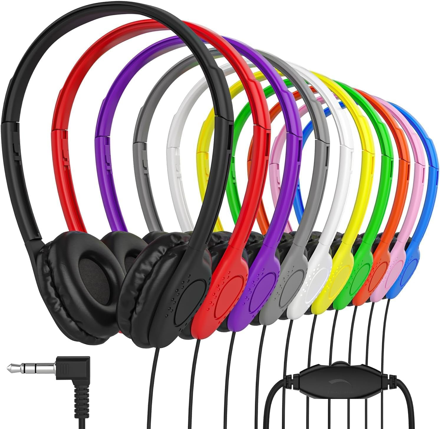 300 Pack Classroom Student Headphones - Volume Control, 3.5mm Jack ...