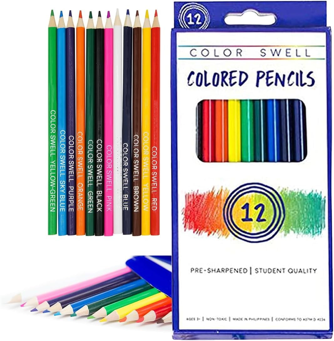 Bulk Colored Pencils – 12 Sets, 144 Pre-Sharpened Assorted Vibrant ...