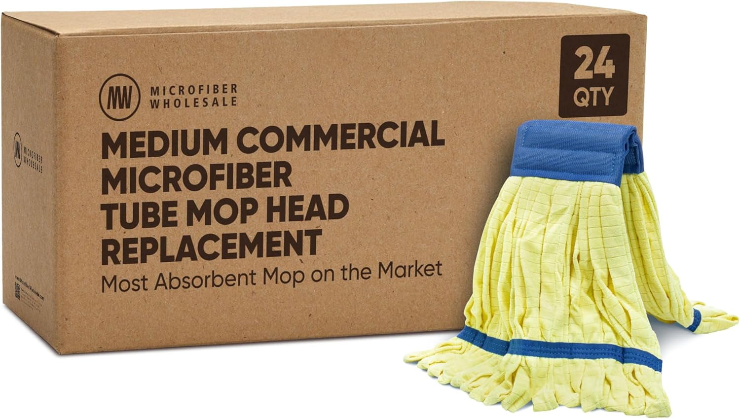 Bulk Commercial Mop Head Replacement (24 Count) - Medium Microfiber ...